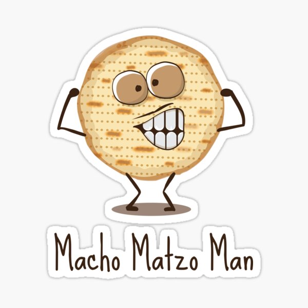 "Macho Matzo Man Funny Cute Passover Gifts Kids" Sticker for Sale by ...