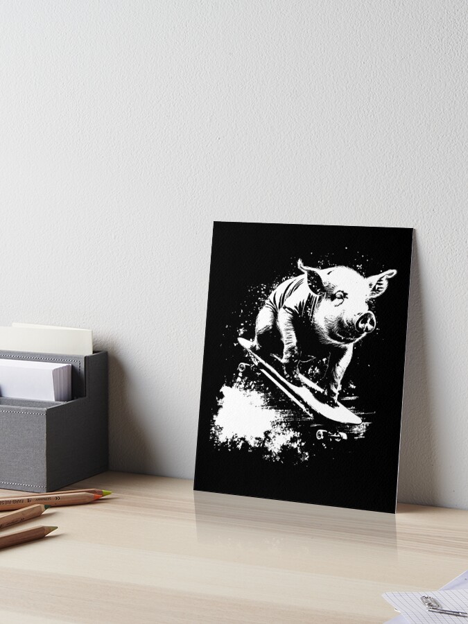 "Funny Pig Riding a Skateboard 90s Grunge Art Style Aesthetic" Art Board Print for Sale by ...