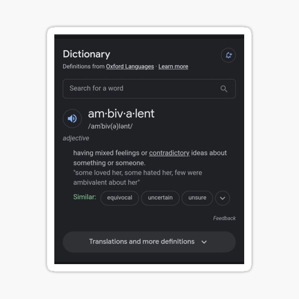 "Ambivalent: the defined.." Sticker for Sale by John Tyler Mounce ...
