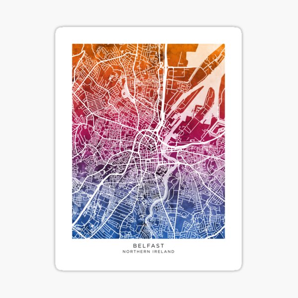 "Belfast Northern Ireland City Map" Sticker for Sale by Michael ...