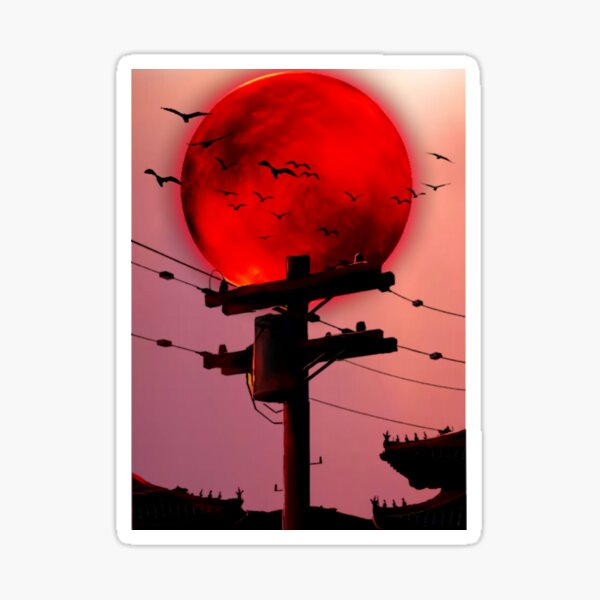 "The red moon" Sticker for Sale by Theblack Future | Redbubble