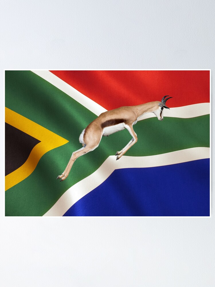 "South African Rugby Pride: Prancing Springbok Flag" Poster for Sale by ...