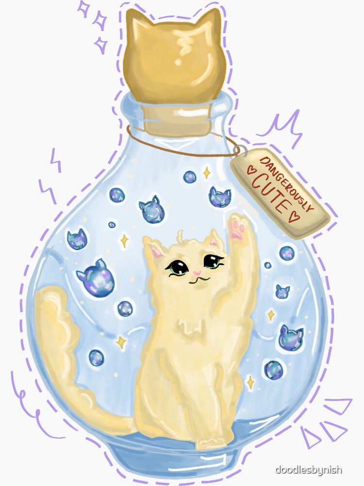 "Dangerously cute cat potion" Sticker for Sale by doodlesbynish | Redbubble