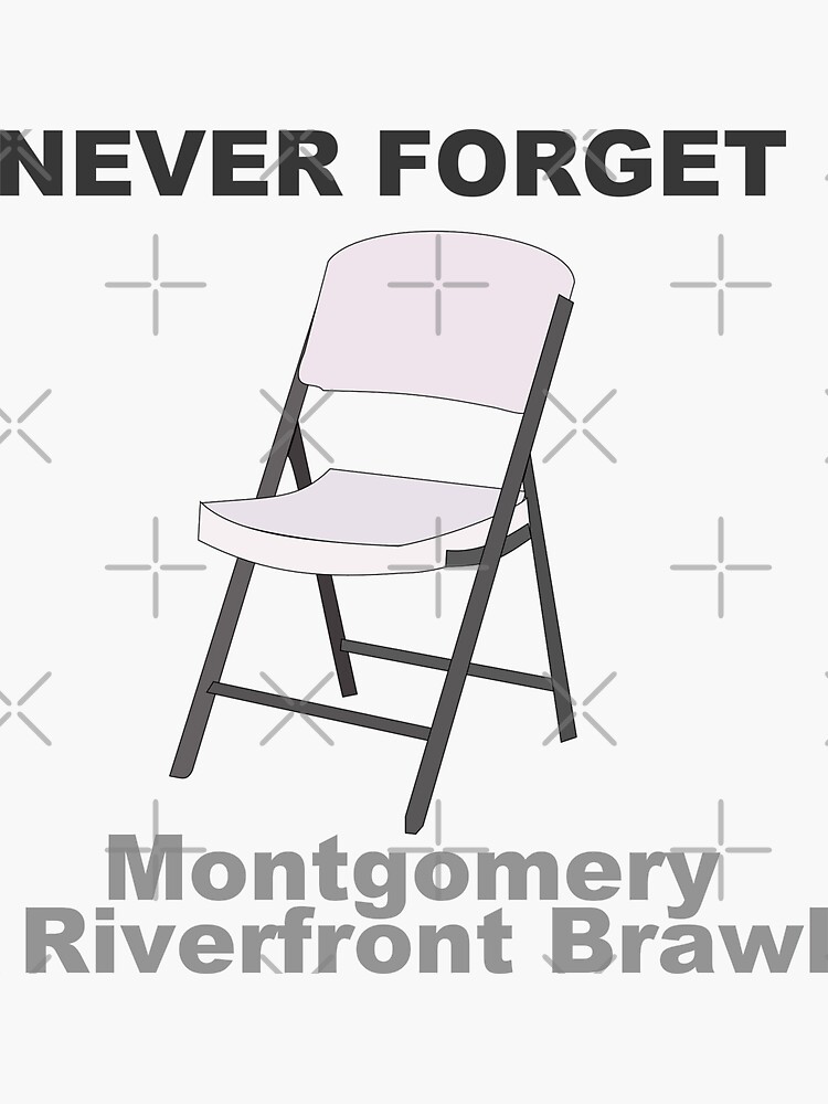 "Montgomery riverfront brawl chair fight meme" Sticker for Sale by ...