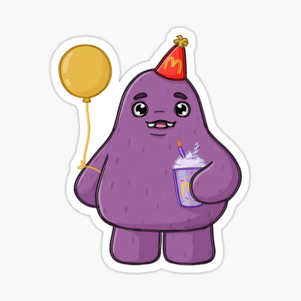 "Grimace Birthday" Sticker for Sale by JudgmentDesign | Redbubble