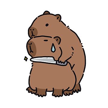 "Cute Capybara with a Knife " Sticker for Sale by charis-fung | Redbubble