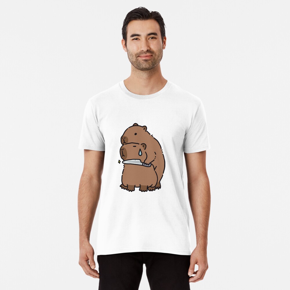 "Cute Capybara with a Knife " Sticker for Sale by charis-fung | Redbubble
