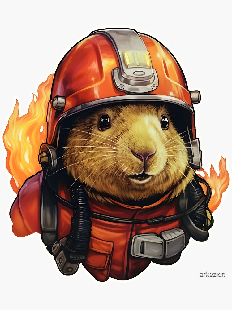 "Capybara firefighter alpha" Sticker for Sale by arkezion | Redbubble