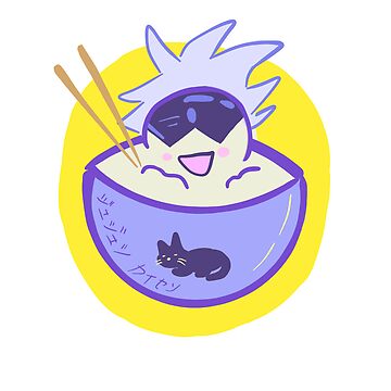 "Gojo Satoru in a Rice Bowl" Sticker for Sale by yumekkai | Redbubble