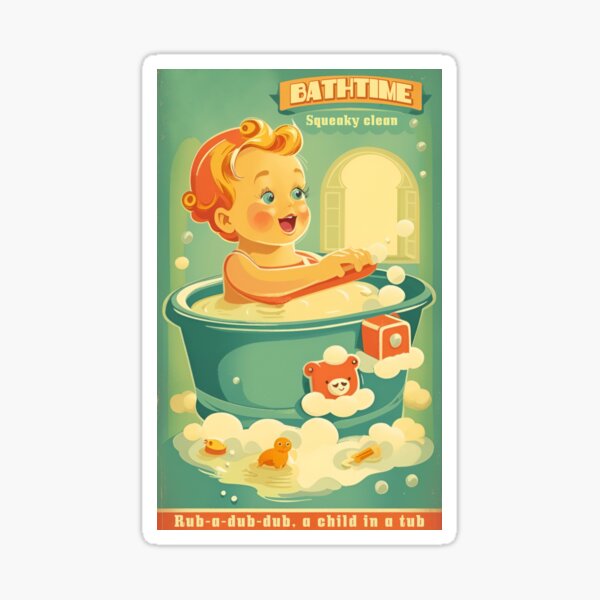 "Bathtime kid retro (#02) [Create a set!]" Sticker for Sale by ...