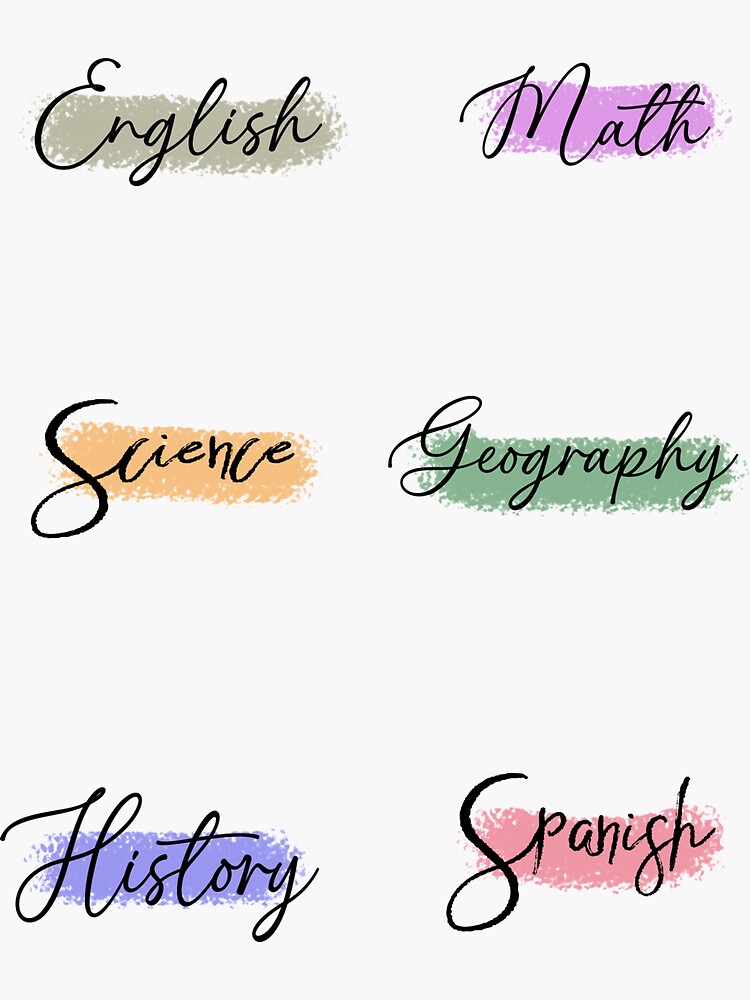 "School Subjects" Sticker for Sale by ltiapro | Redbubble