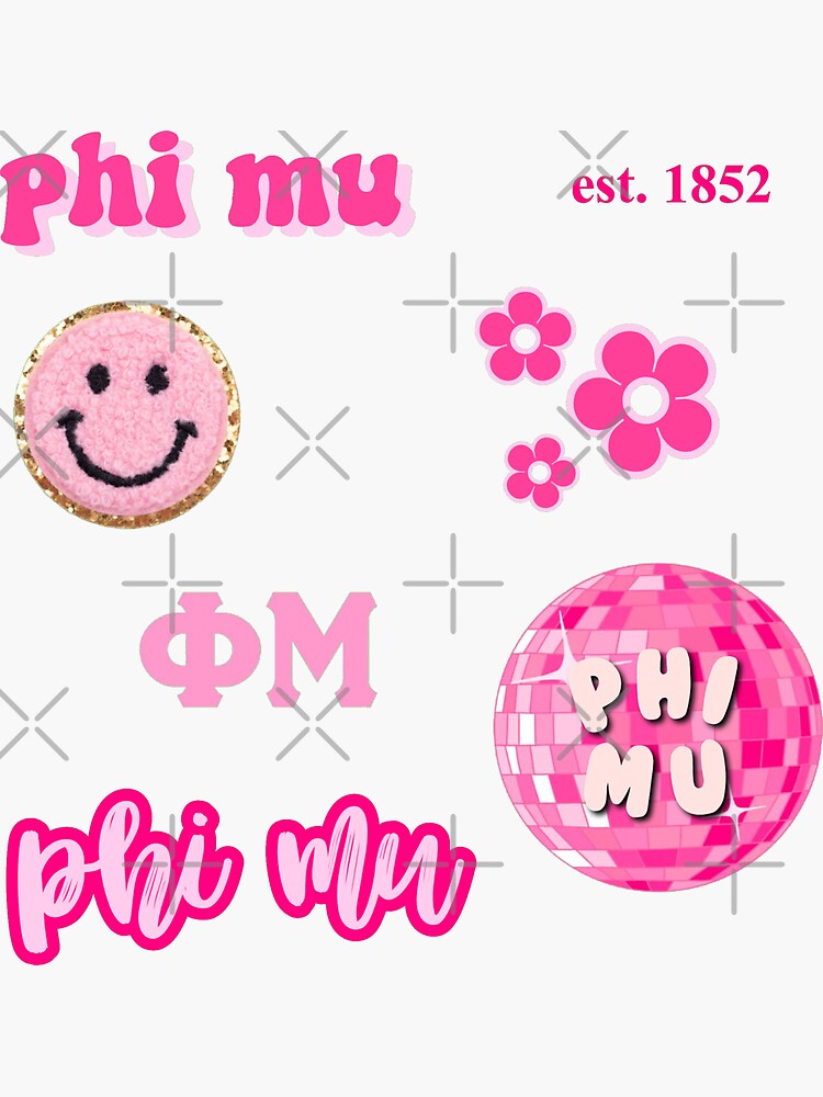"Phi Mu Sticker Set" Sticker for Sale by dewdrop-designs | Redbubble