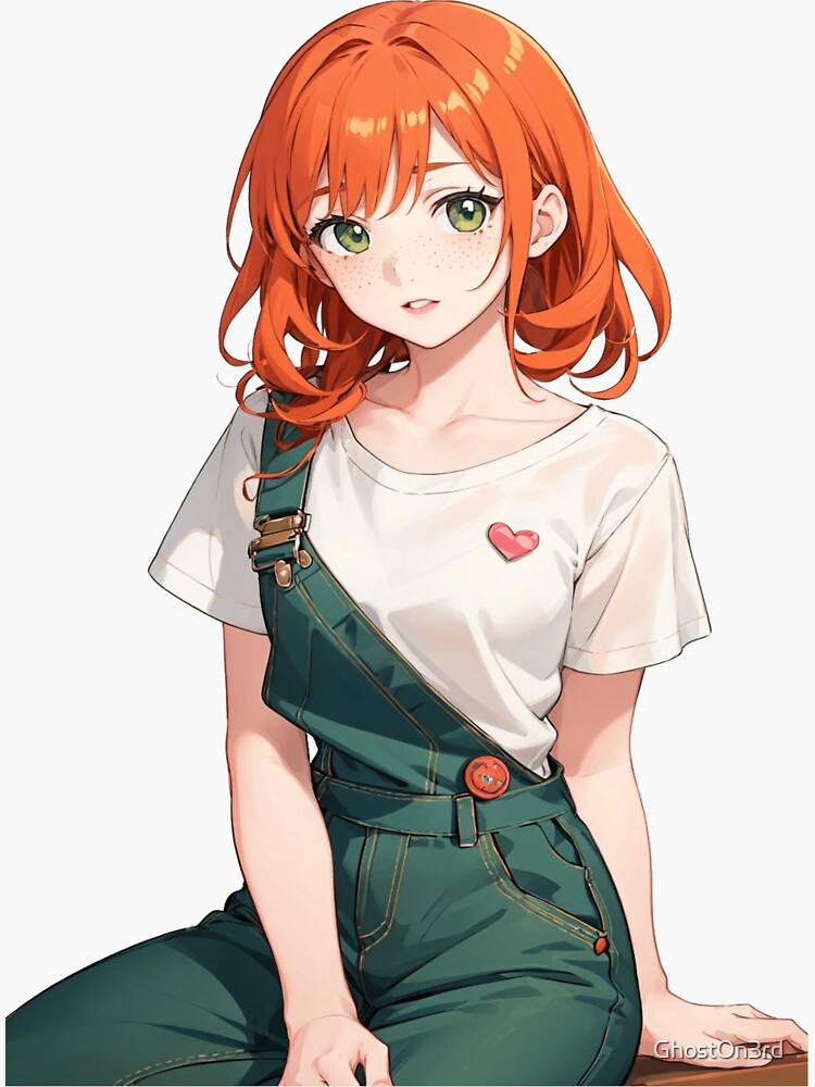 "Anime girl wearing overalls " Sticker for Sale by GhostOn3rd | Redbubble