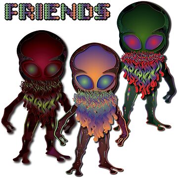"Alien Friends" Sticker for Sale by UnbeatenPath | Redbubble