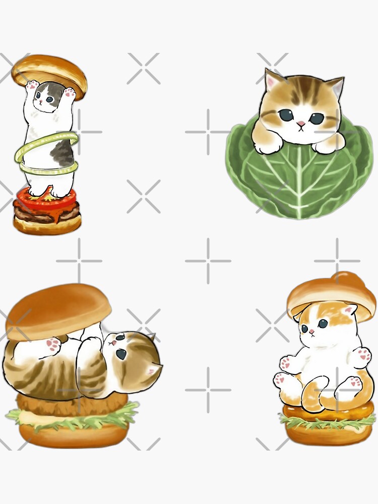 "Cute Cat Kawaii Kitty Burger Cobbage" Sticker for Sale by harikrushn10 ...
