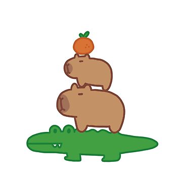 "Cute Capybara riding on a Crocodile " Sticker for Sale by charis-fung ...