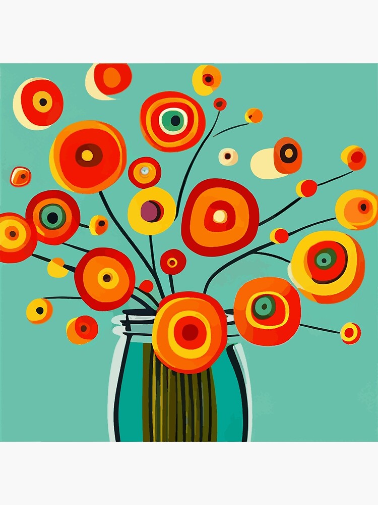 "Vibrant Expansive Cute Abstract Flowers in a Vase" Art Board Print for ...