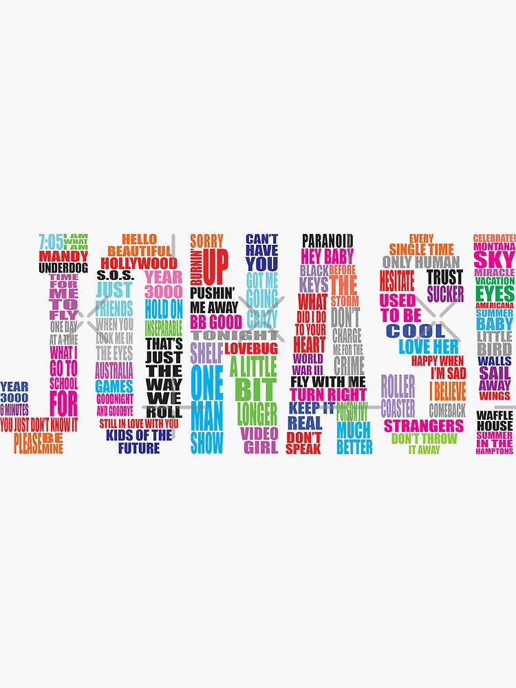 "Jonas Brothers Albums Text Art" Sticker for Sale by TeamSuperSquad ...