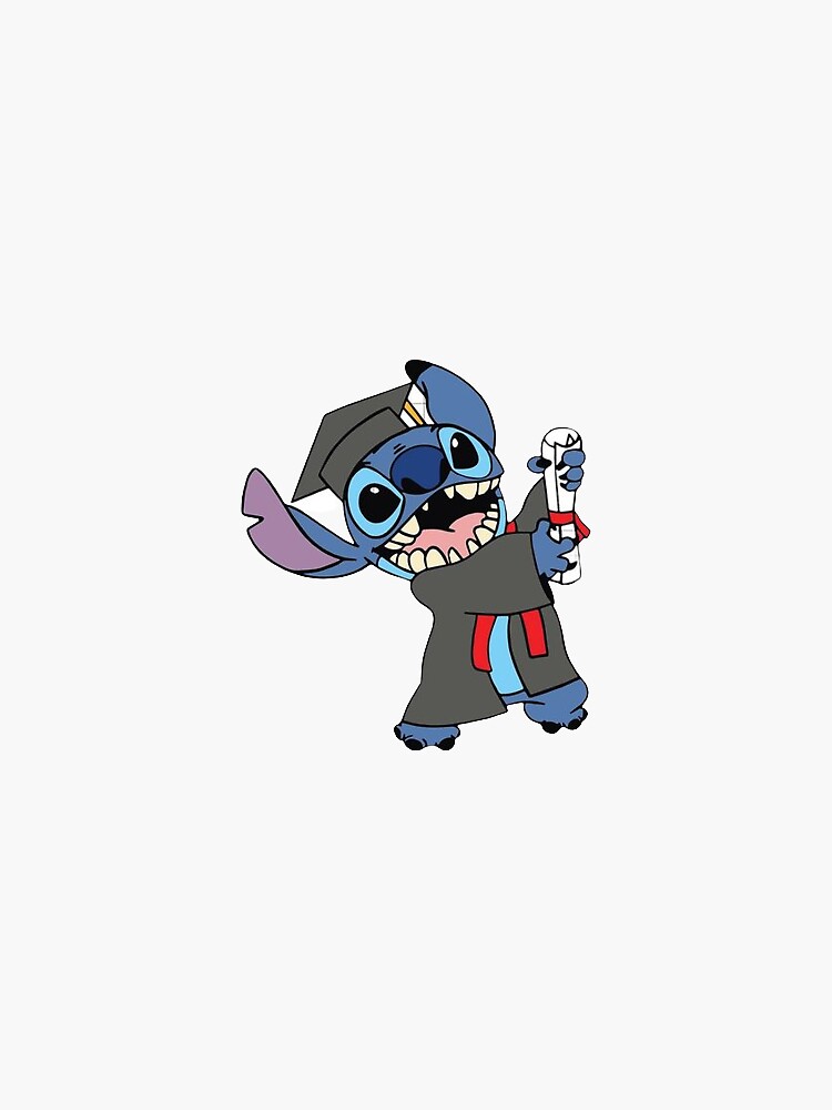 "Stitch Graduating " Sticker for Sale by CraftyLifeA | Redbubble