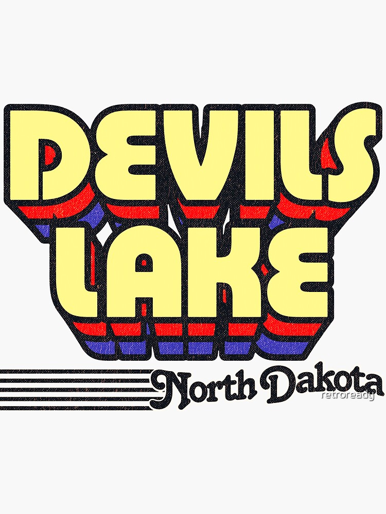 "Devils Lake, North Dakota | Retro Stripes" Sticker by retroready ...