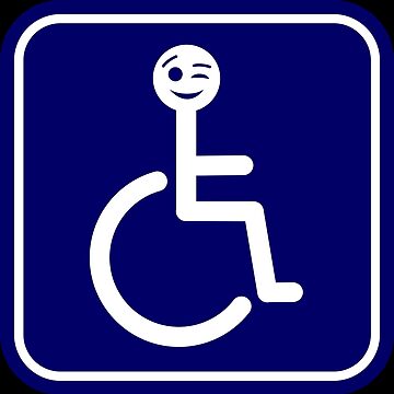 "Disabled logo with winking face emoji" Sticker for Sale by Sue Davie ...