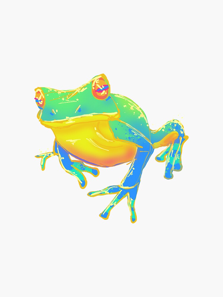 "Rainbow Frog Squinting" Sticker for Sale by Rainy-Dazy | Redbubble