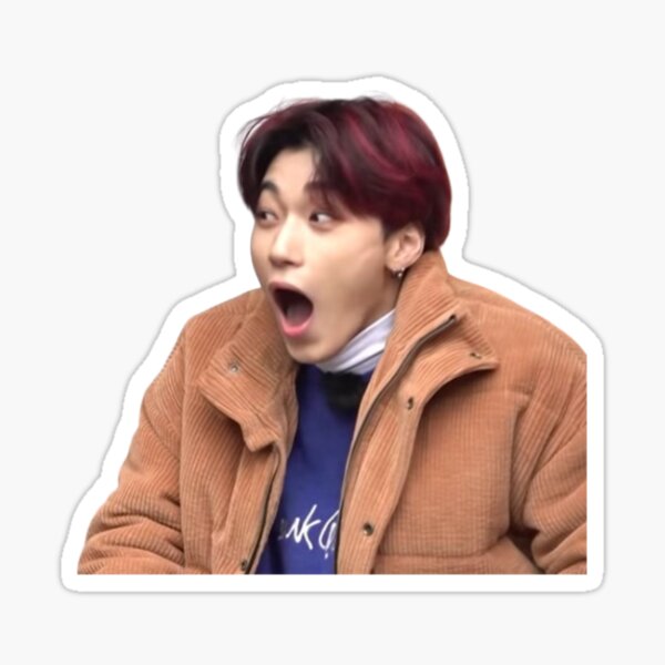 "san ateez surprised meme" Sticker for Sale by kmarieart | Redbubble