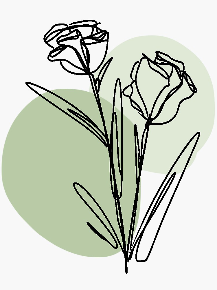 "Simplistic green flower flowers-line art" Sticker for Sale by ...