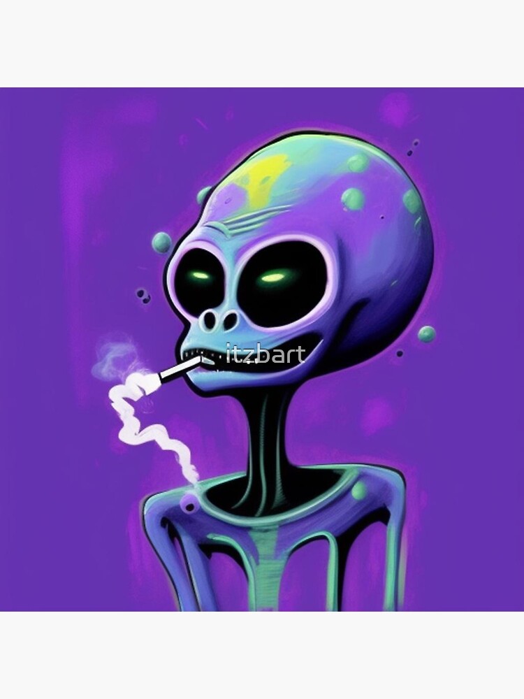 "Purple NFT Funny Cartoon Smoking Alien Portrait Art" Poster for Sale ...