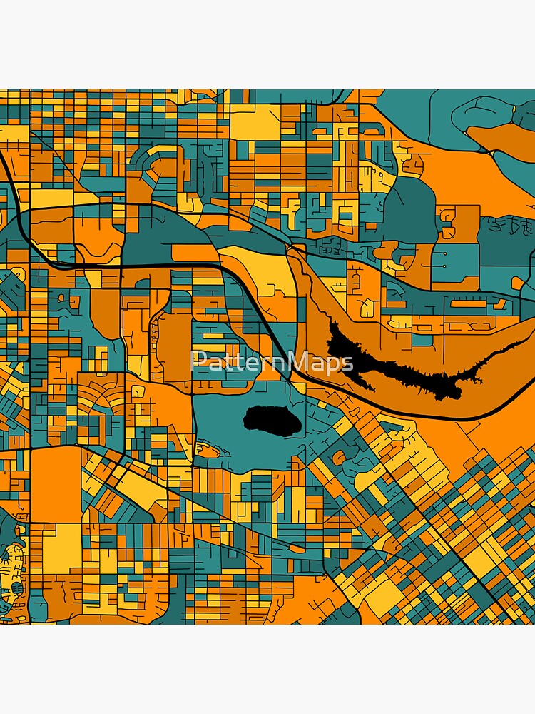 "Burnaby Map Pattern in Orange & Teal" Sticker for Sale by PatternMaps ...