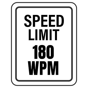 "Court Reporter Stenographer Student Speed Limit 180 WPM Sign" Sticker ...
