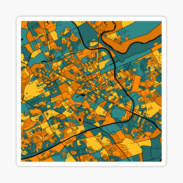 "Kitchener Map Pattern in Orange & Teal" Sticker for Sale by ...