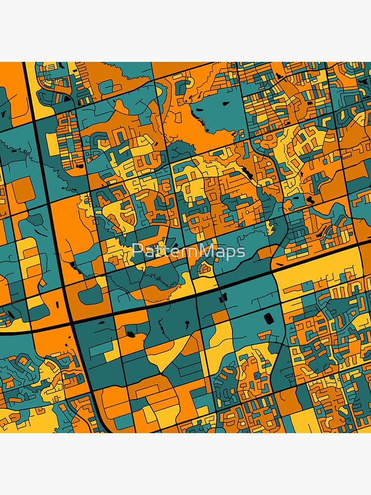 "Markham Map Pattern in Orange & Teal" Sticker for Sale by PatternMaps ...