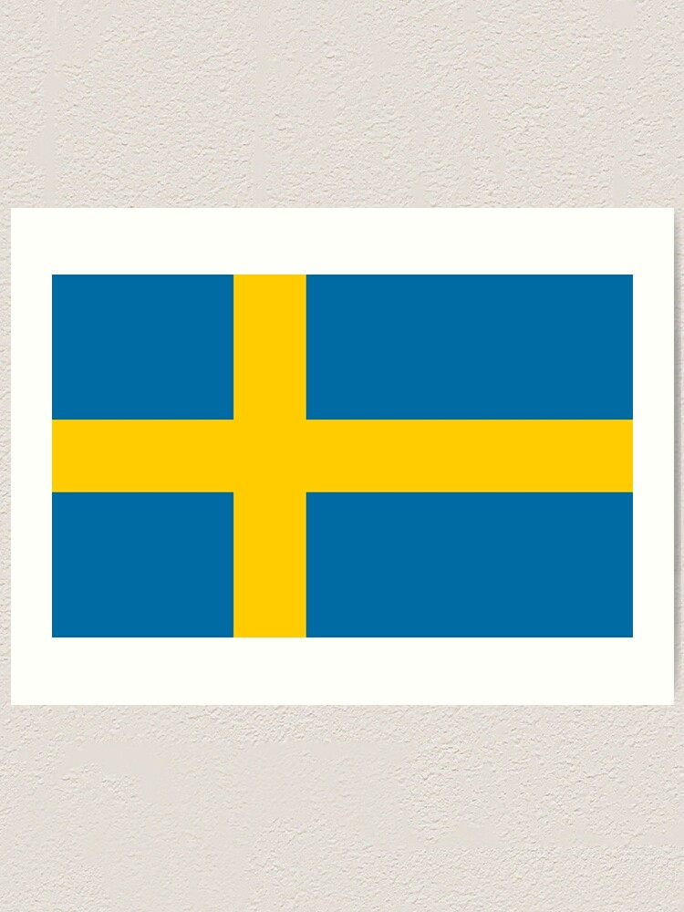 "Flag of Sweden, Sveriges Flagga, pattern, blue background" Art Print ...