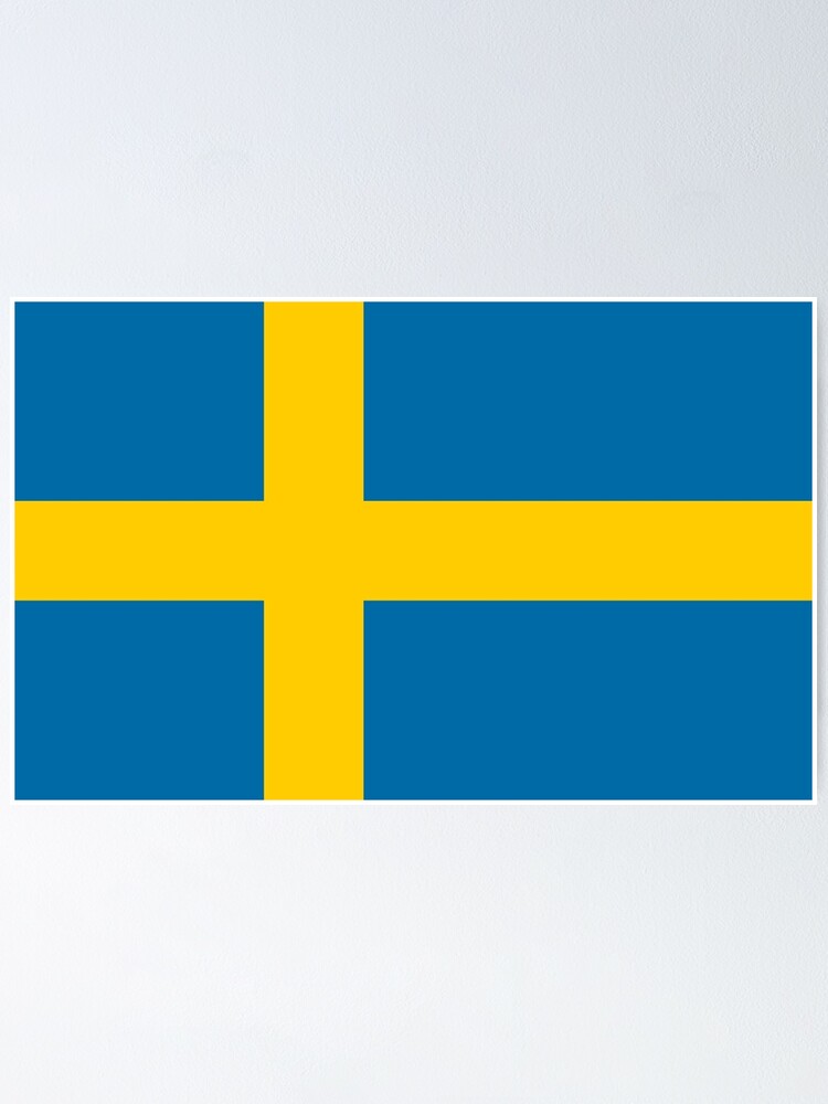 "Flag of Sweden, Sveriges Flagga, pattern, blue background" Poster for ...