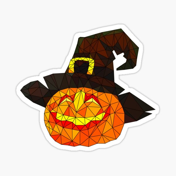 "Polygonal halloween pumpkin triangular low poly art" Sticker by ...