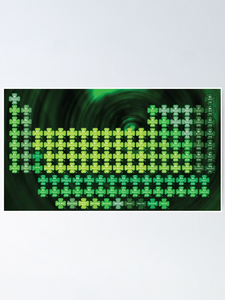 "St. Patrick's Day Green Shamrock Periodic Table" Poster for Sale by ...