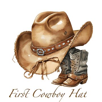 "First cowboy hat" Sticker for Sale by whitebirchmerch | Redbubble
