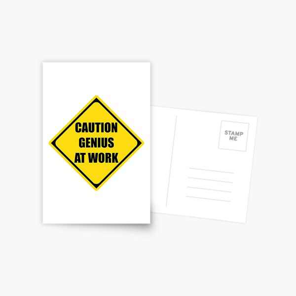 "Caution Genius At Work Sign - Funny Warning Poster for Evil Geniuses ...