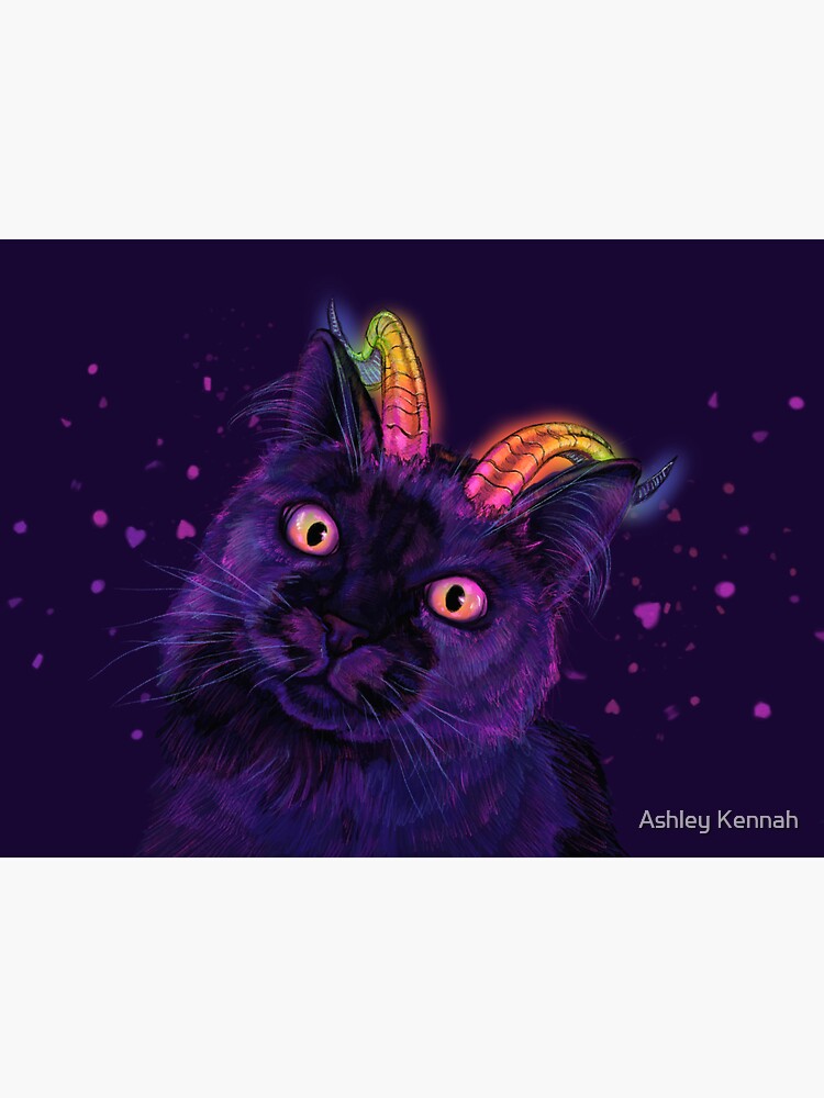 "Rainbow Demon Cat" Sticker for Sale by Ashley Kennah | Redbubble