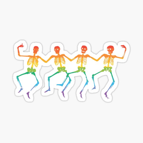 "Dancing Rainbow Skeletons" Sticker for Sale by casualVisions | Redbubble