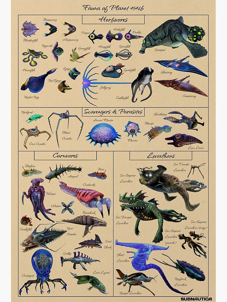 "Creatures of Subnautica" Art Print for Sale by aliwoody | Redbubble