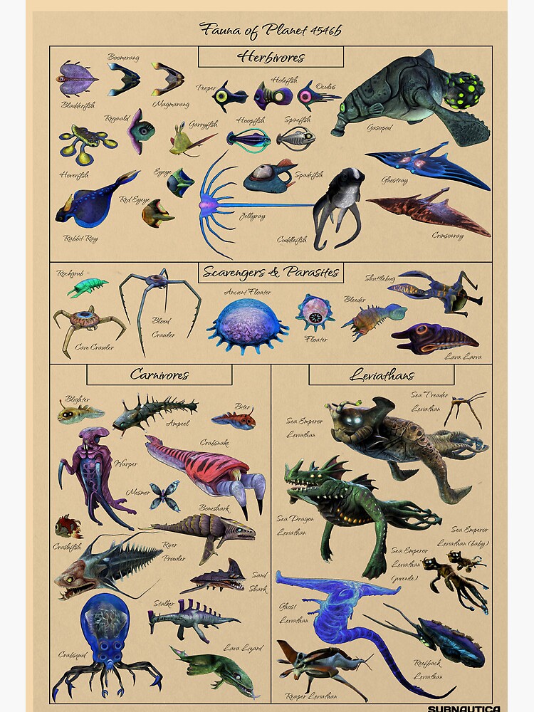 "Creatures of Subnautica" Art Board Print for Sale by aliwoody | Redbubble