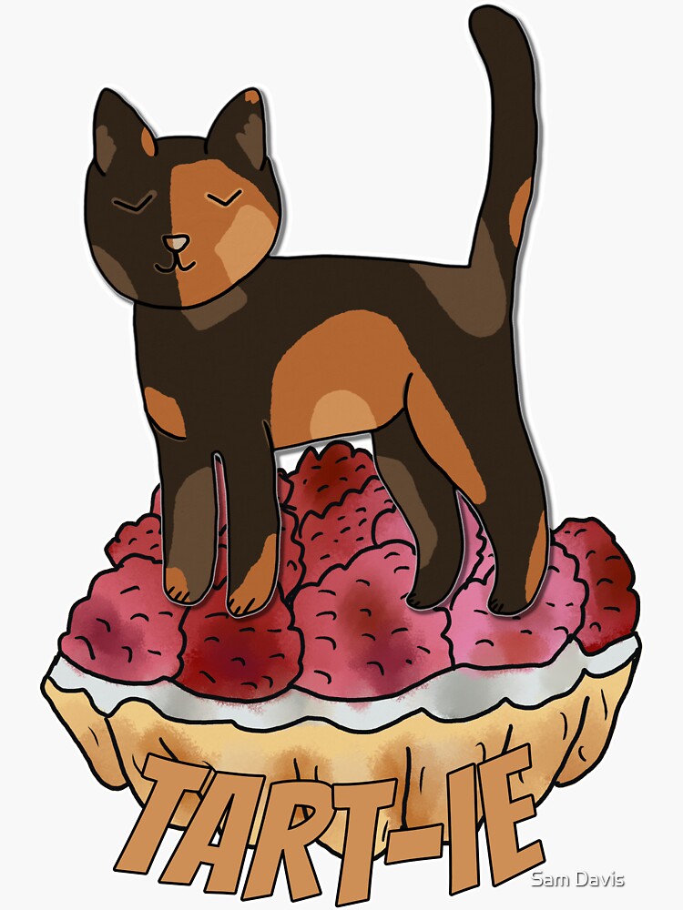 "Tartie (Tortie Food Pun) - Tortoiseshell Cat Food Pun" Sticker for ...