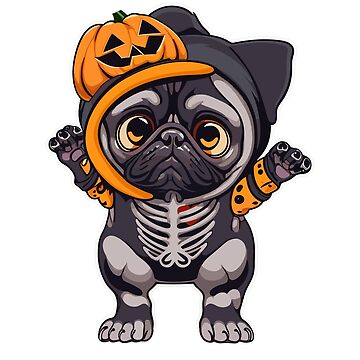 "Pug Dog Skeleton - Pug Halloween - Halloween Pug -" Sticker for Sale ...