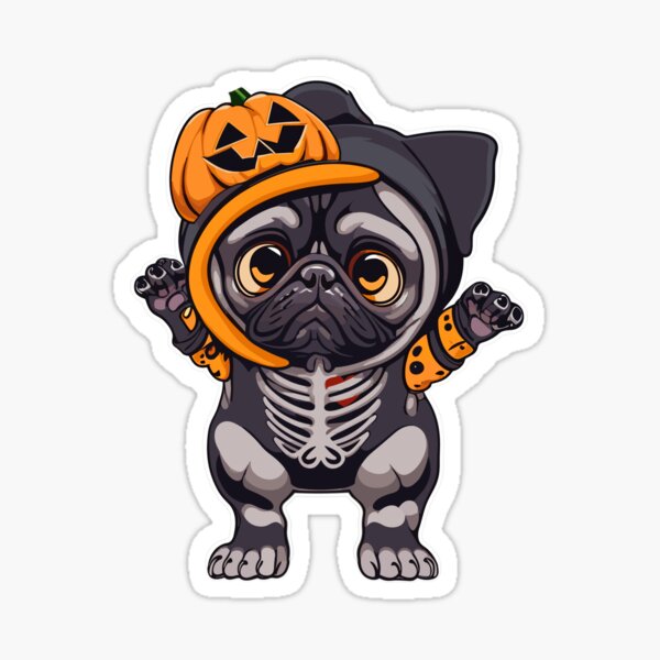 "Pug Dog Skeleton - Pug Halloween - Halloween Pug -" Sticker for Sale ...