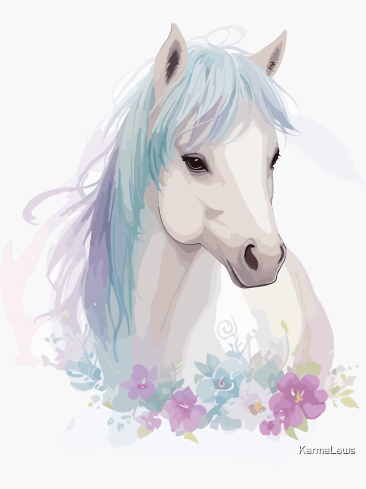""Whimsical Pony: Pastel Tetradic Vector Fantasy Art"" Sticker for Sale ...
