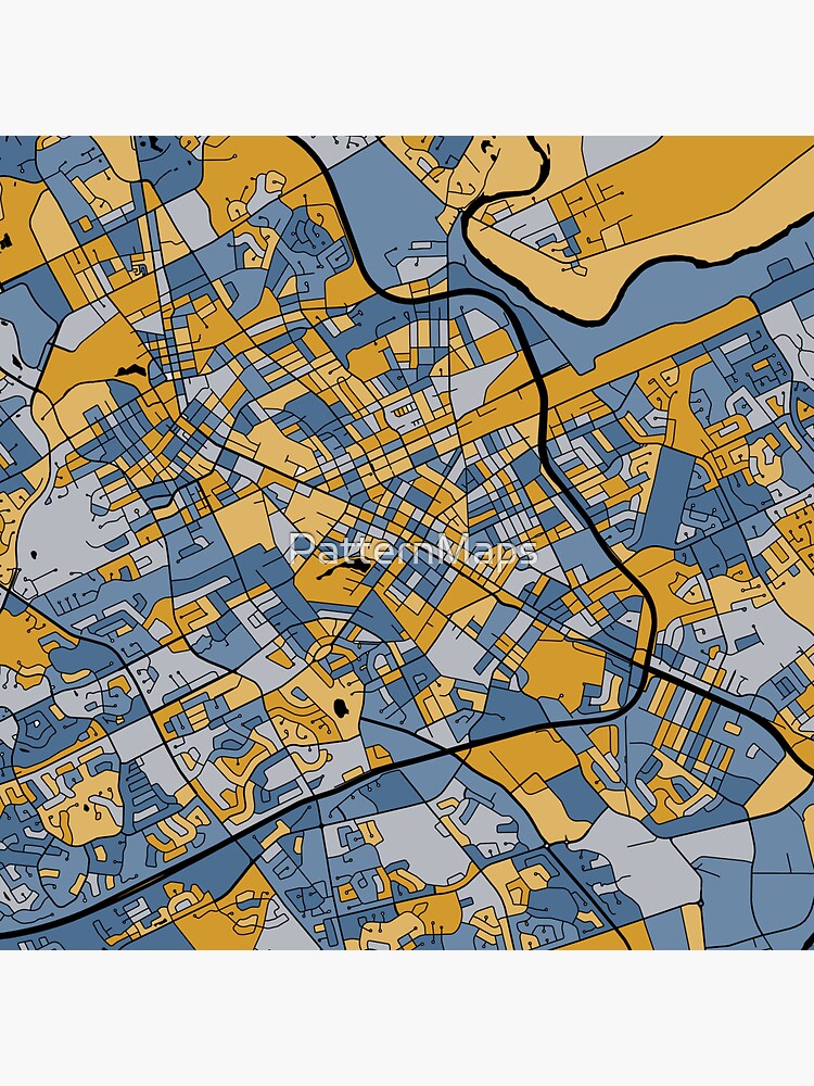 "Kitchener Map Pattern in Blue & Gold" Sticker for Sale by PatternMaps ...