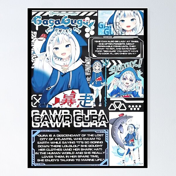 "Gawr Gura Anime" Poster for Sale by eckstromvan | Redbubble