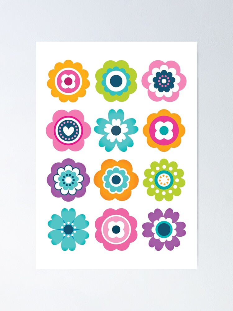 "Mod Flowers - Spring Colors" Poster by daisy-beatrice | Redbubble